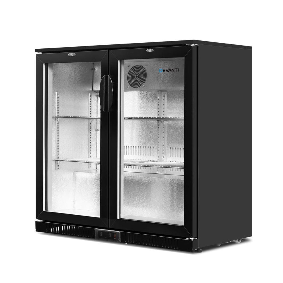 Shop Devanti Bar Fridge 2 Glass Door Commercial Display Freeer Drink Beverage Cooler Online ...